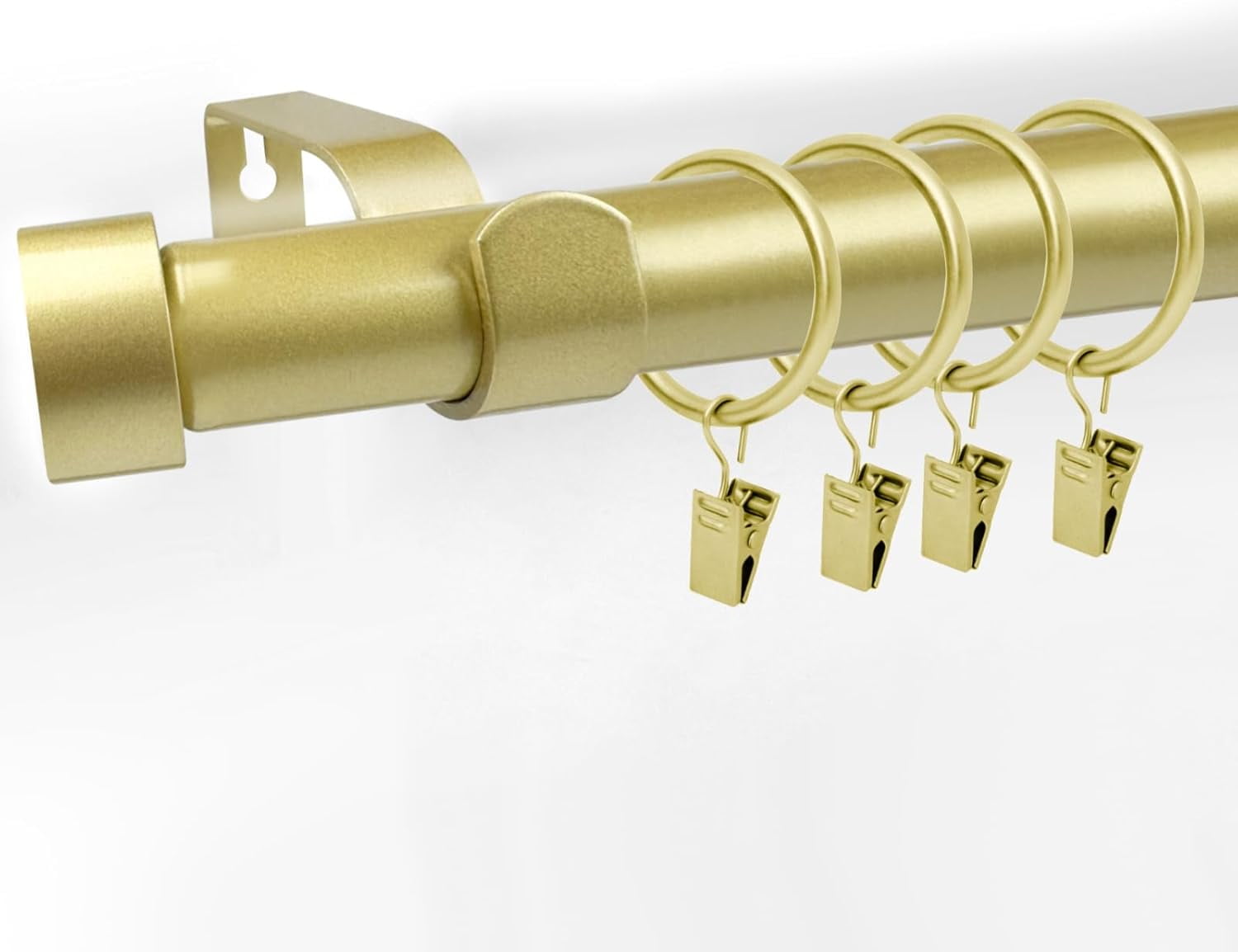 1 Inch Thick Heavy Duty Metal Curtain Rod with Rings and Clips for ...