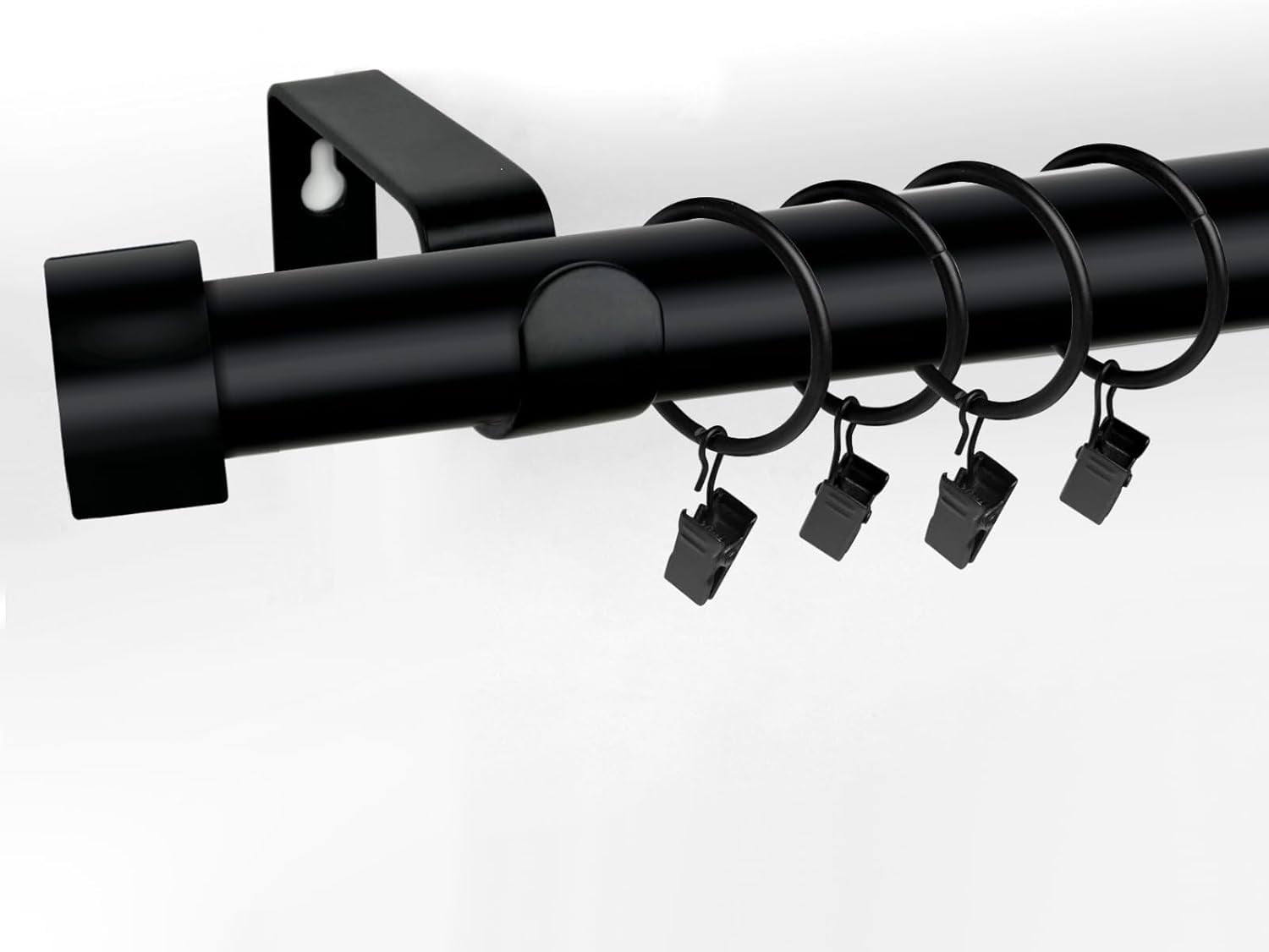 1 Inch Thick Heavy Duty Metal Curtain Rod with Rings and Clips for ...