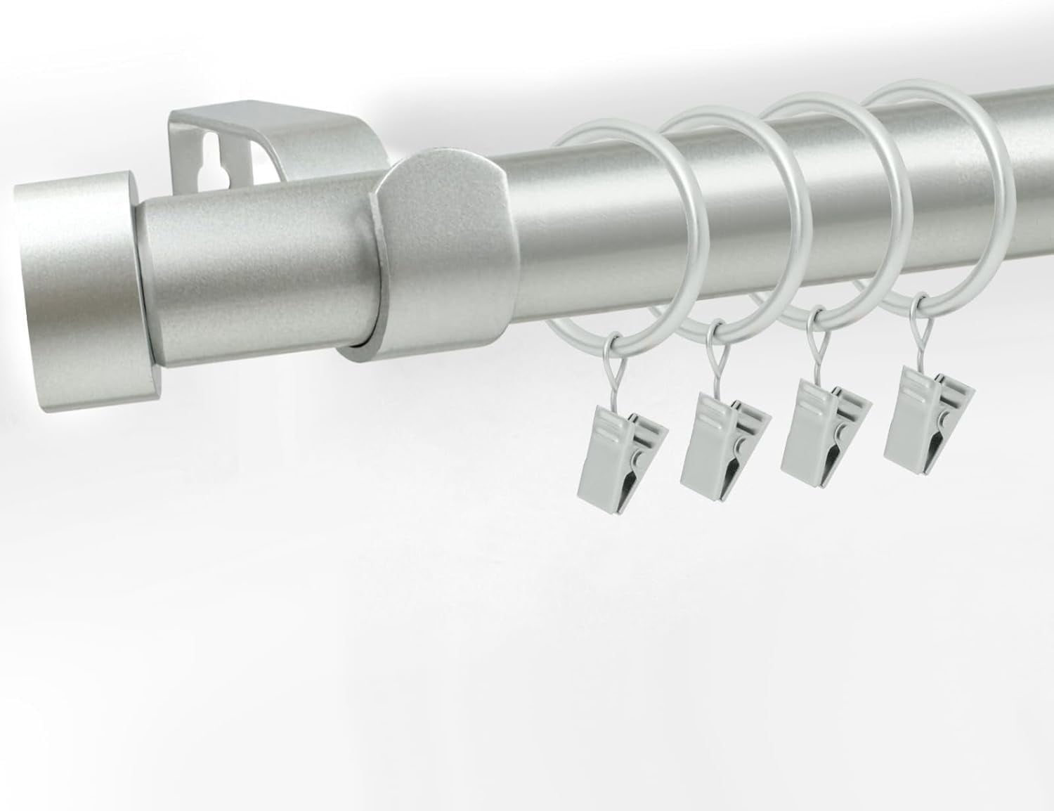 1 Inch Thick Heavy Duty Metal Curtain Rod with Rings and Clips for ...