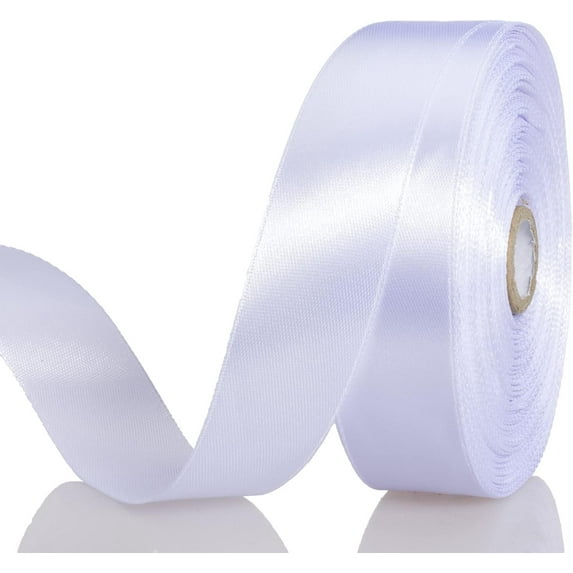 1 Inch White Solid Satin Ribbon, 50 Yards Craft Fabric Ribbon for Gift ...