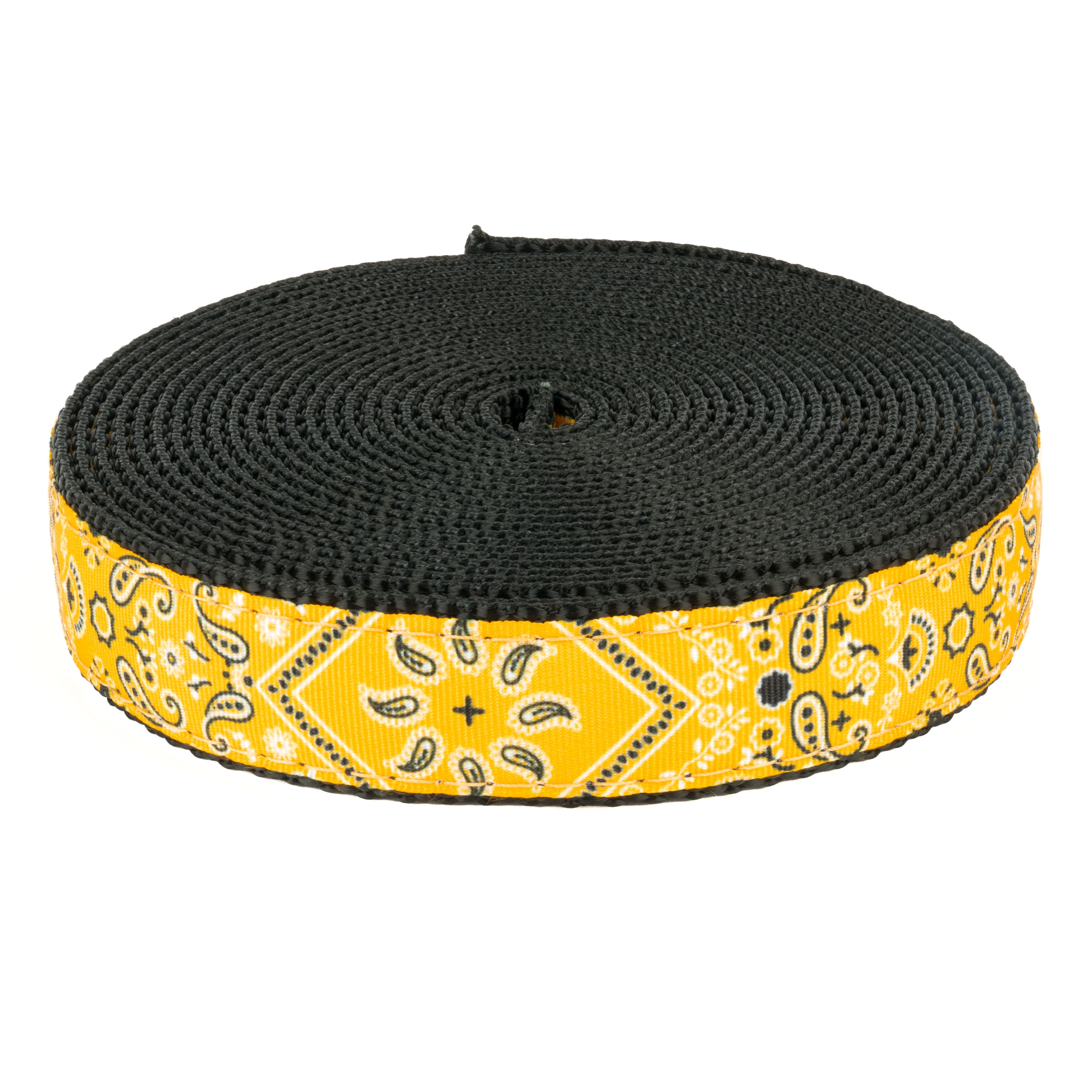 Country Brook Design® 1 Inch Yellow Bandana Ribbon on Black Nylon ...