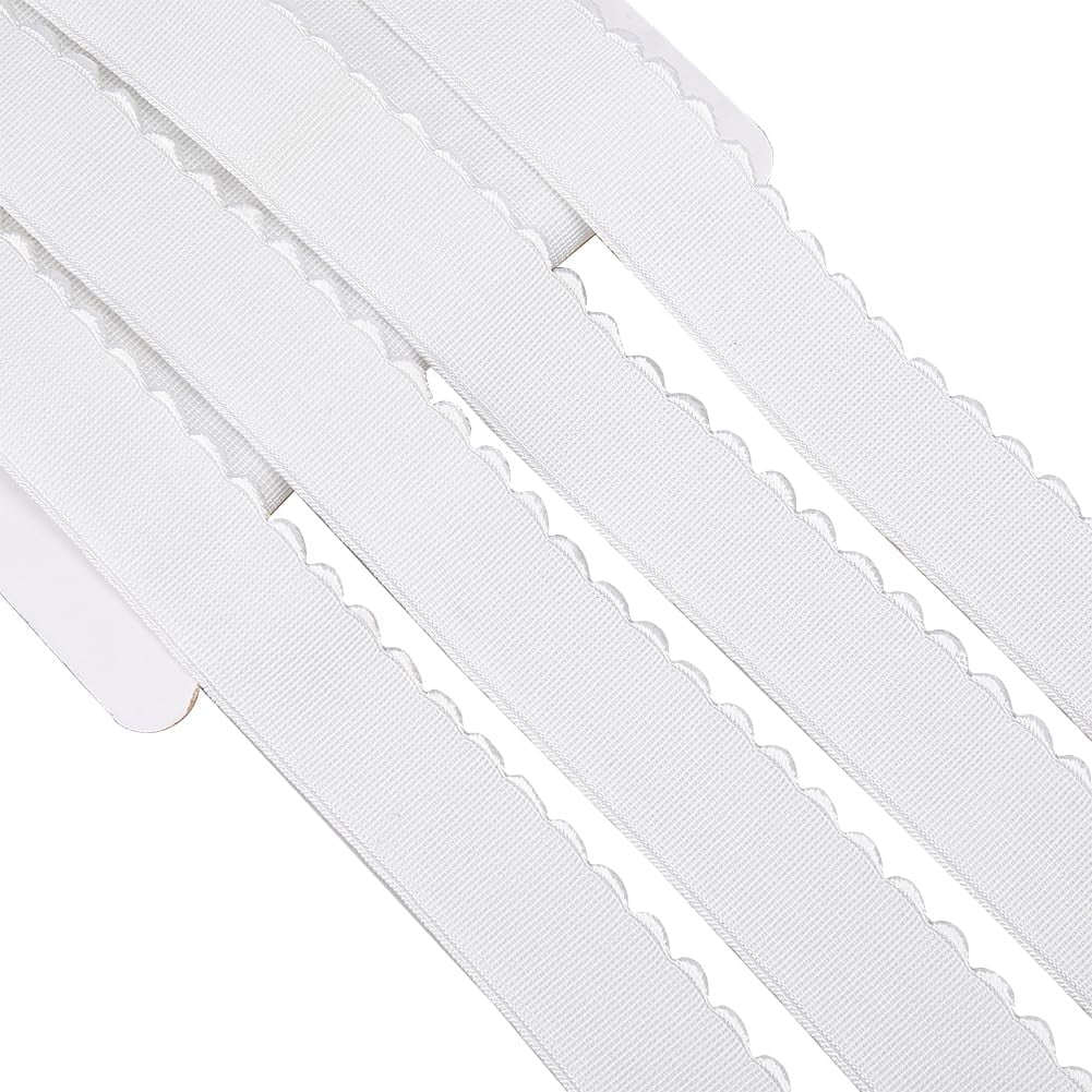 1 Inch x 10 Yards Elastic Spool White Single Wavy Edged Elastic Band ...