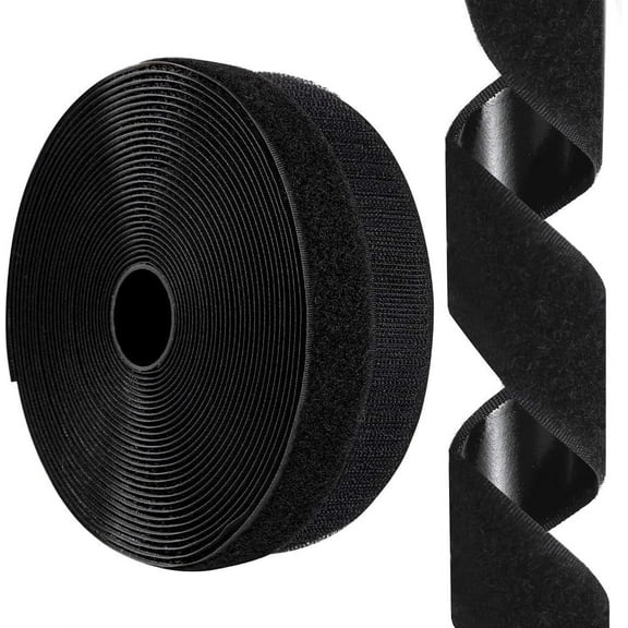 4 Inch x 18 Feet Black Hook and Loop Tape with Adhesive, Nylon Heavy ...
