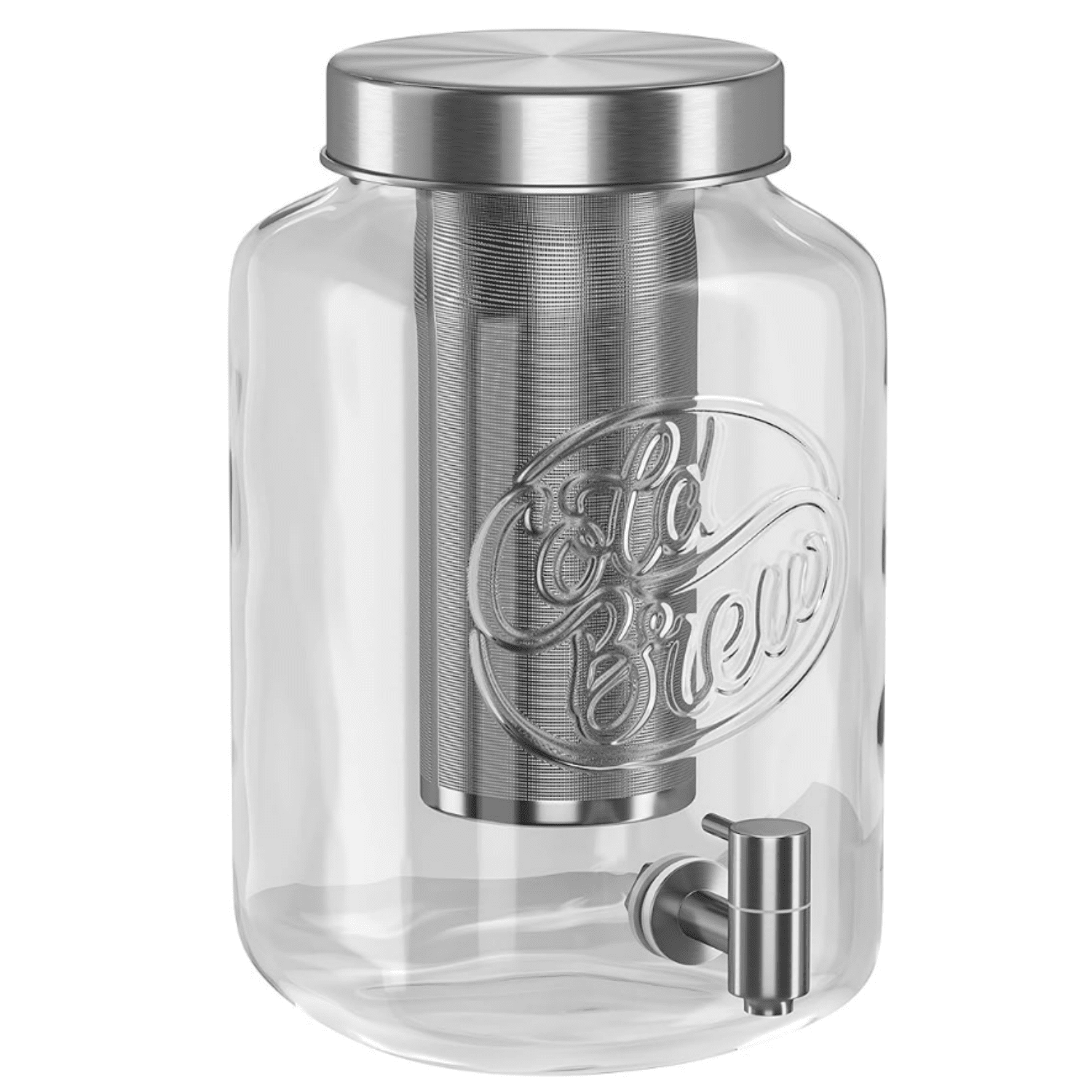 1 Jar Drink Dispenser, Thick Glass Carafe, Stainless Steel Spigot and ...
