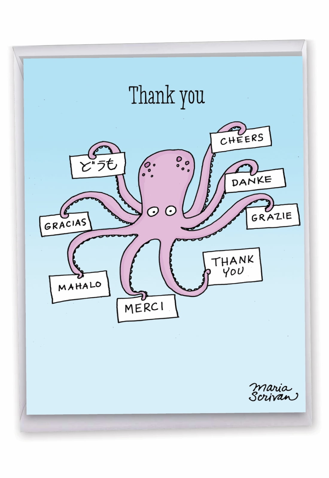 1 Jumbo Funny Thank You Card with Envelope (8.5 x 11 Inch) - Octopus ...