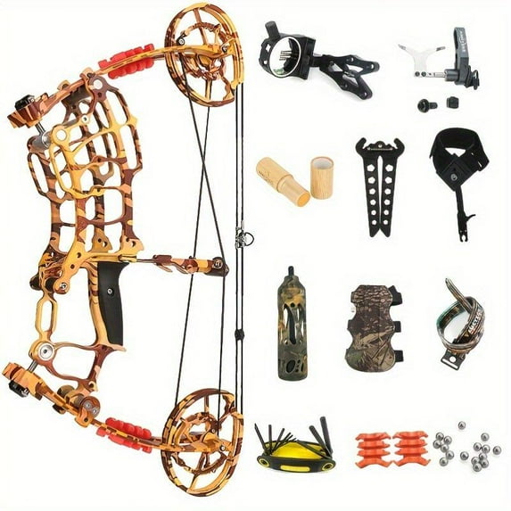 1 Kit 30-60lbs Compound Bow Kit Steel Ball Arrows Dual-use Archery ...