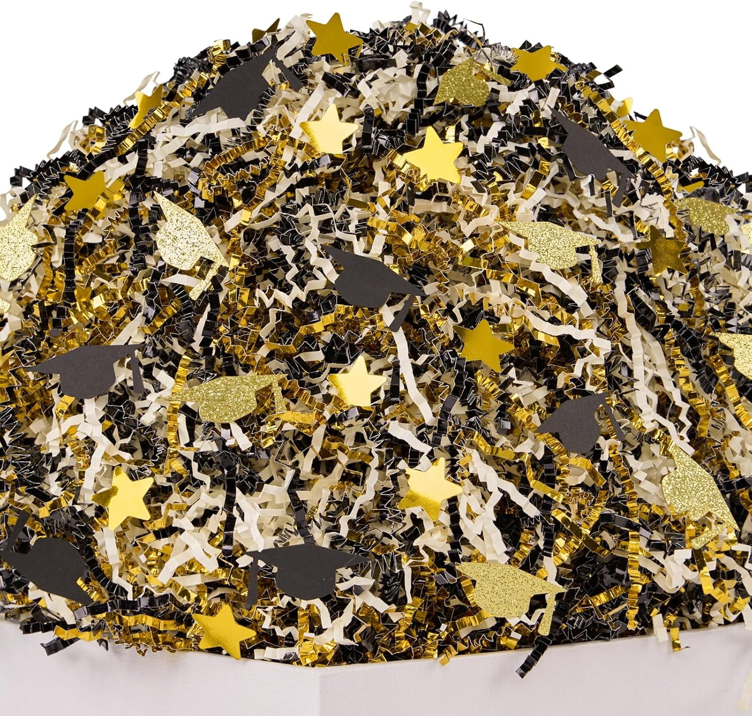 1 LB Graduation Crinkle Cut Paper w/Grad Cap Star Confetti, Metallic ...
