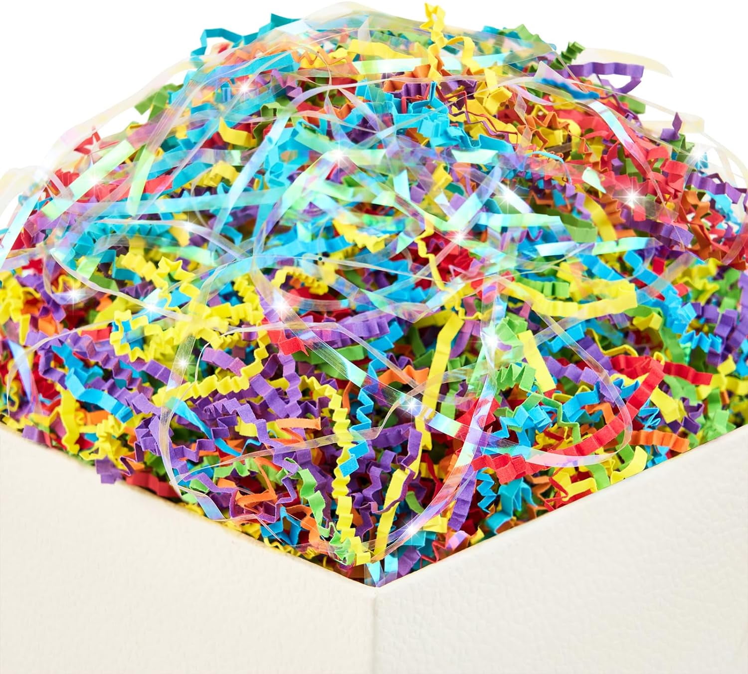 1 LB Iridescent Rainbow Easter Grass Crinkle Cut Paper, Raffia Tissue ...