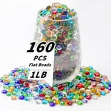 1 LB Mixed Color Flat Glass Beads, 160-180PCS Small Glass Marbles, Mini ...
