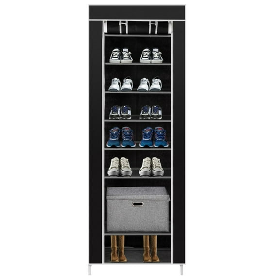 1 Large Capacity 10-Tier Non-Woven Shoe Rack Space-Saving Tall & Narrow ...