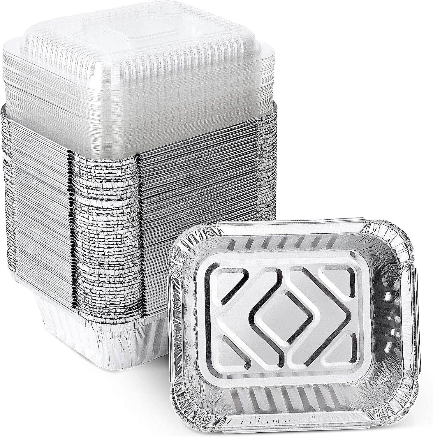 1 Lb Small Aluminum Foil Pans with Clear Lids (50 Pack), Disposable ...