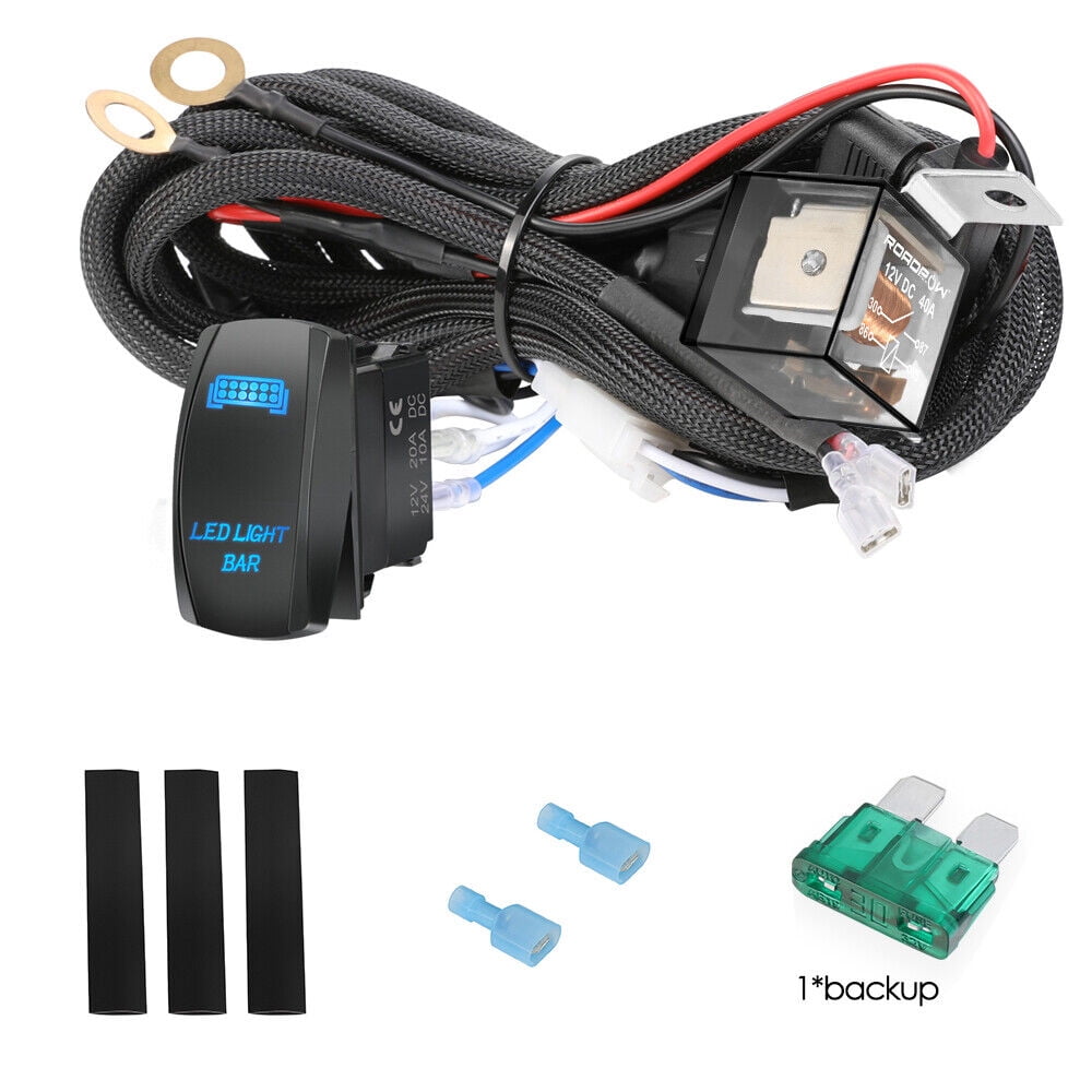 1-Lead Wiring Harness Kit ON/OFF Rocker Switch Relay Fuse 5-Pin 10ft ...