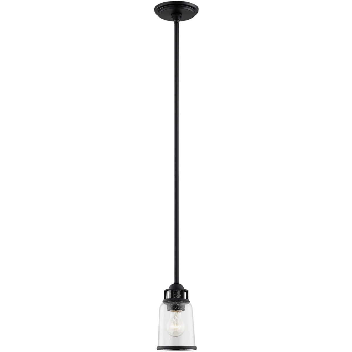 1 Light Black Mini Pendant light Hanging Light Fixture with Hand Blown ...