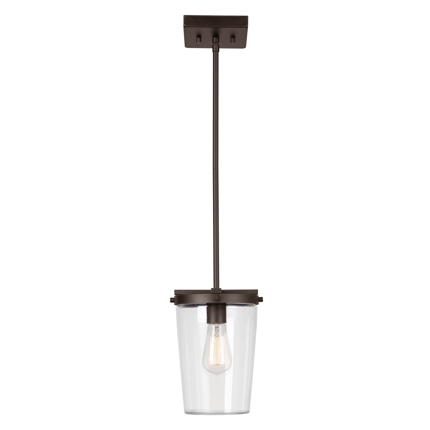 1-Light Bronze Outdoor Pendant with Clear Glass Shade, Bulb Included ...