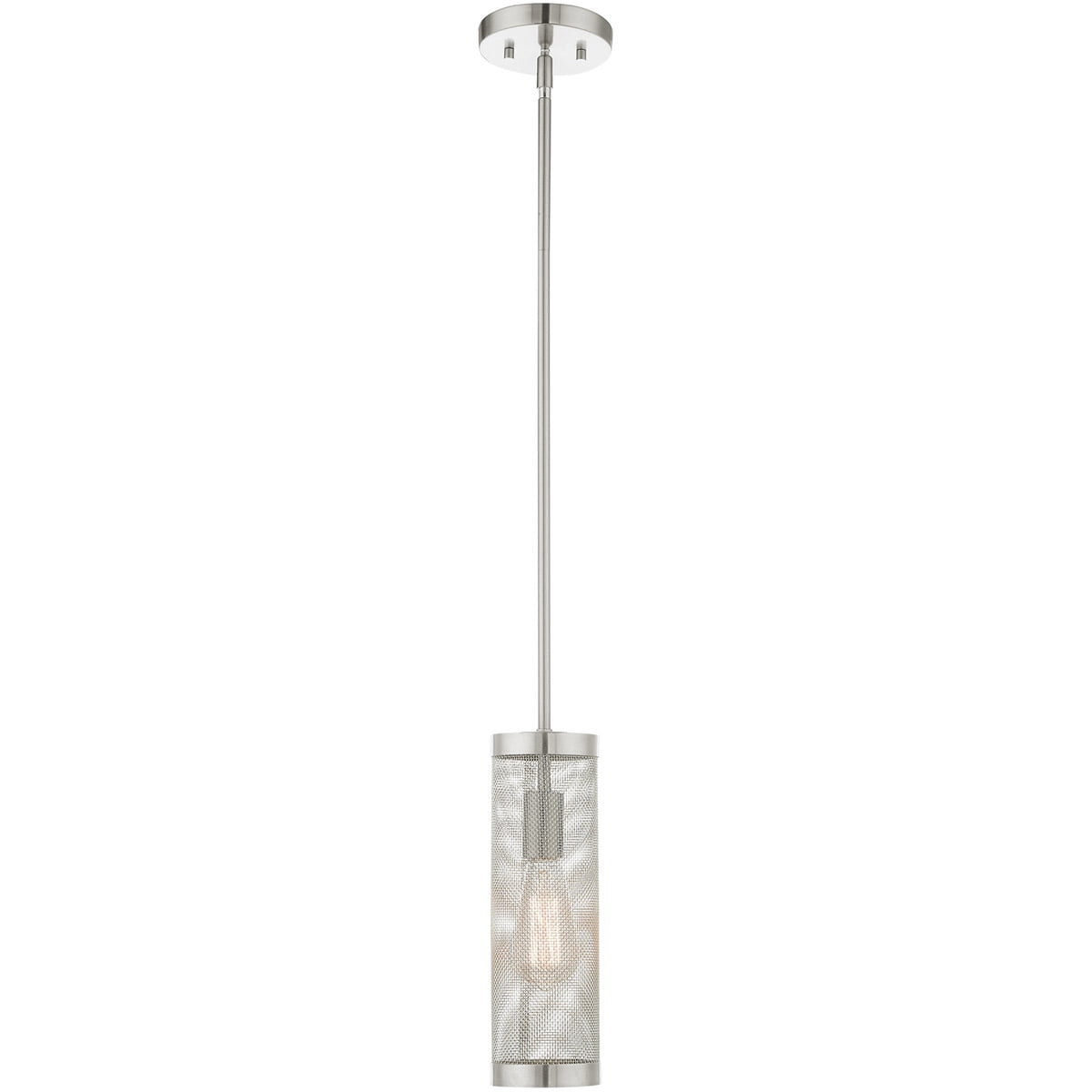 1 Light Brushed Nickel Pendant light Hanging Light Fixture with Brushed ...