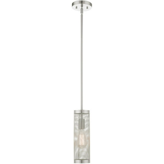 1 Light Brushed Nickel Pendant light Hanging Light Fixture with Brushed ...