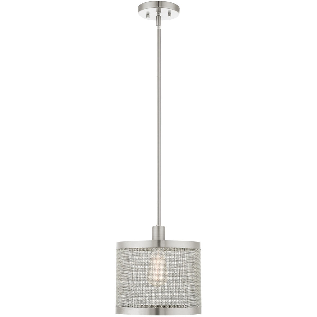 1 Light Brushed Nickel Pendant light Hanging Light Fixture with Brushed ...