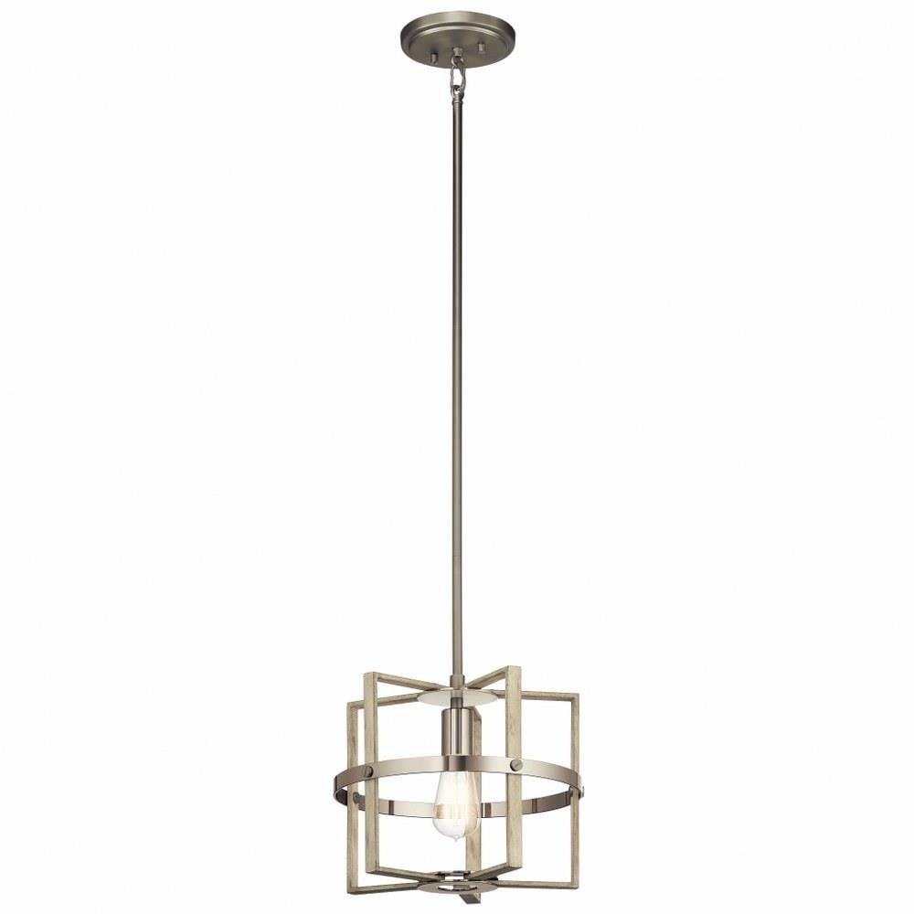 1 Light Country/Rustic 2-Tone Square Edge Pendant Light Fixture Bailey ...