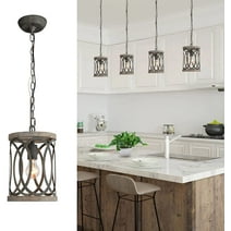 Miumaeov Farmhouse Chandelier Ceiling Fixture Wood Pendant Lamp Kitchen ...
