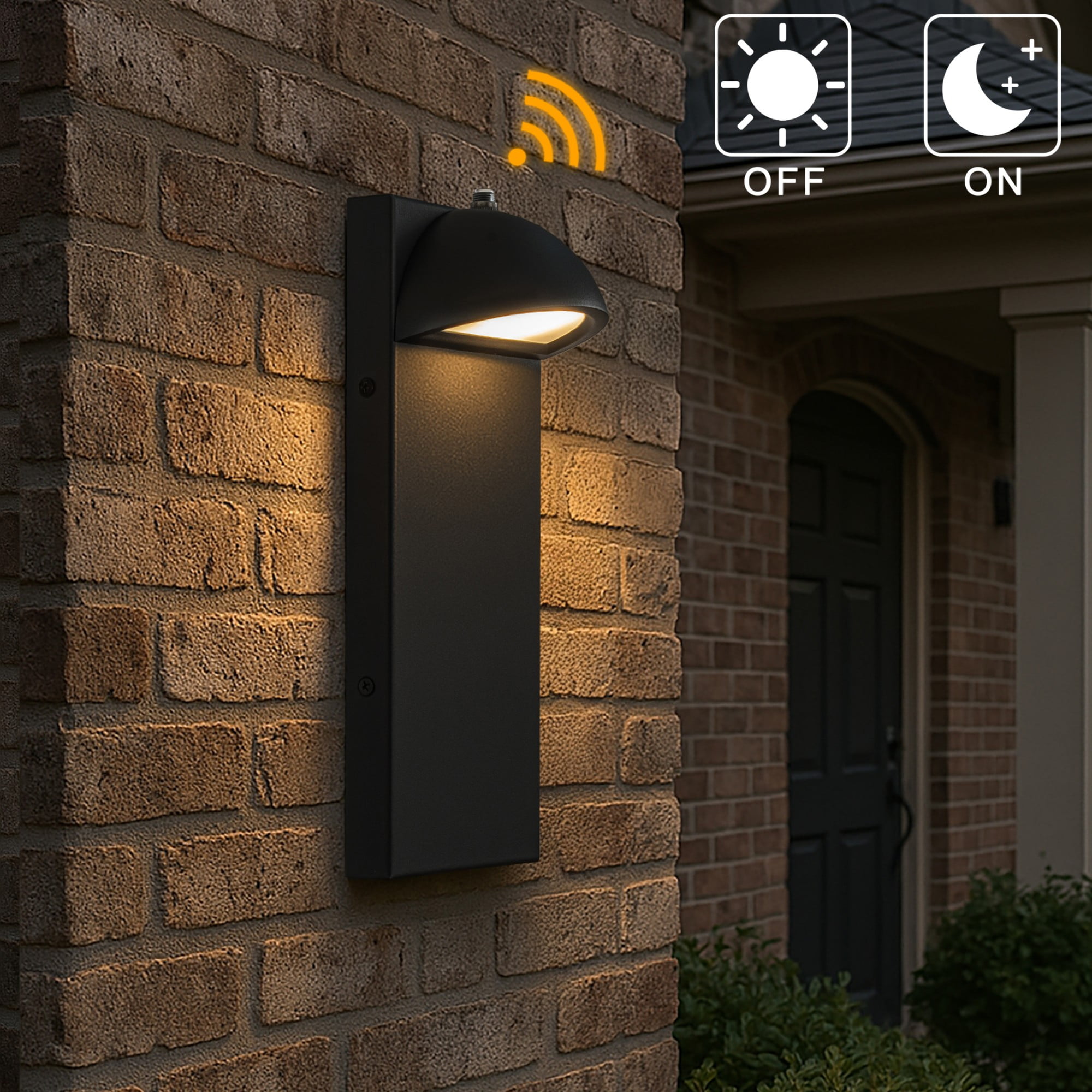1 Light H11 in. Modern Outdoor Integrated LED Wall Light with Dusk-to ...