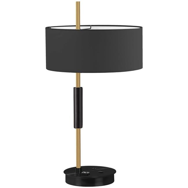 1 Light Incandescent Table Lamp, Matte Black & Aged Brass with Black ...