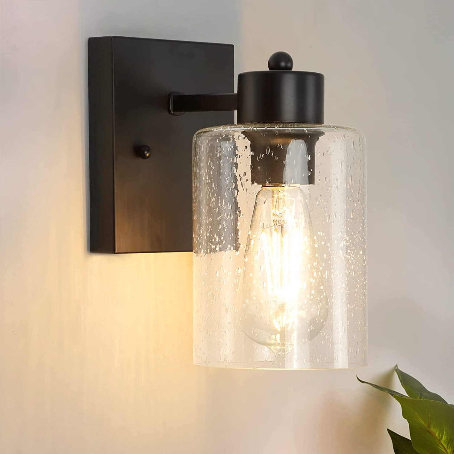 1-Light Matte Black Wall Sconces Light Fixtures, Industrial Bathroom ...