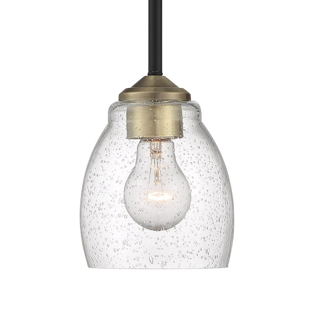 1 Light Pendant In 6-Coal/Stained Brass Finish -Traditional ...