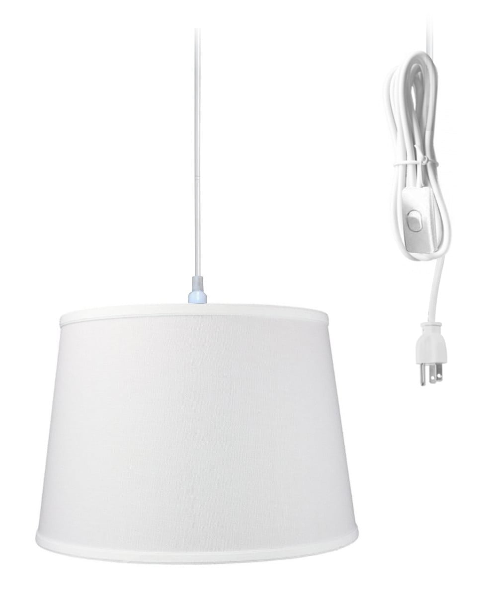 1-Light Plug In Swag Pendant Ceiling Light White Shade 16"w - Walmart.com