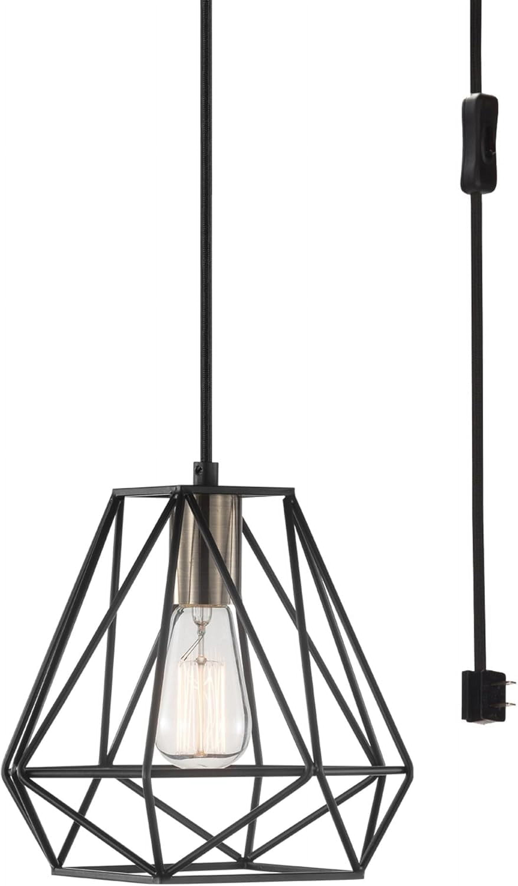 1-Light Plug-in or Hardwire Pendant Lighting, Dark Bronze with Antique ...