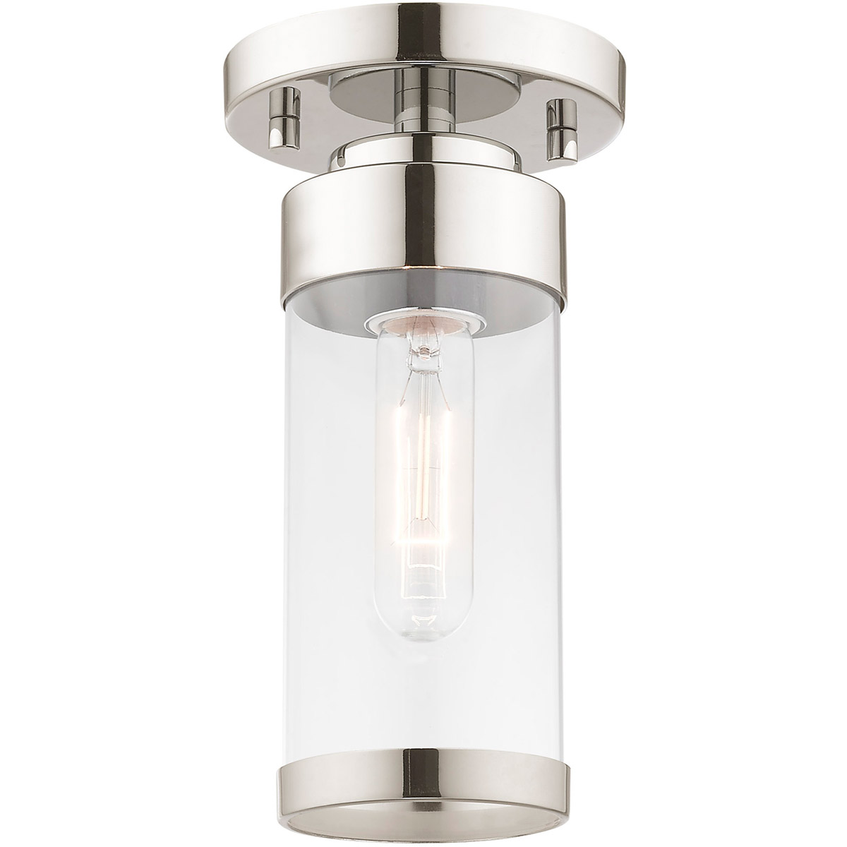 1 Light Polished Chrome Ceiling Light fixture with Clear Glass Shade ...