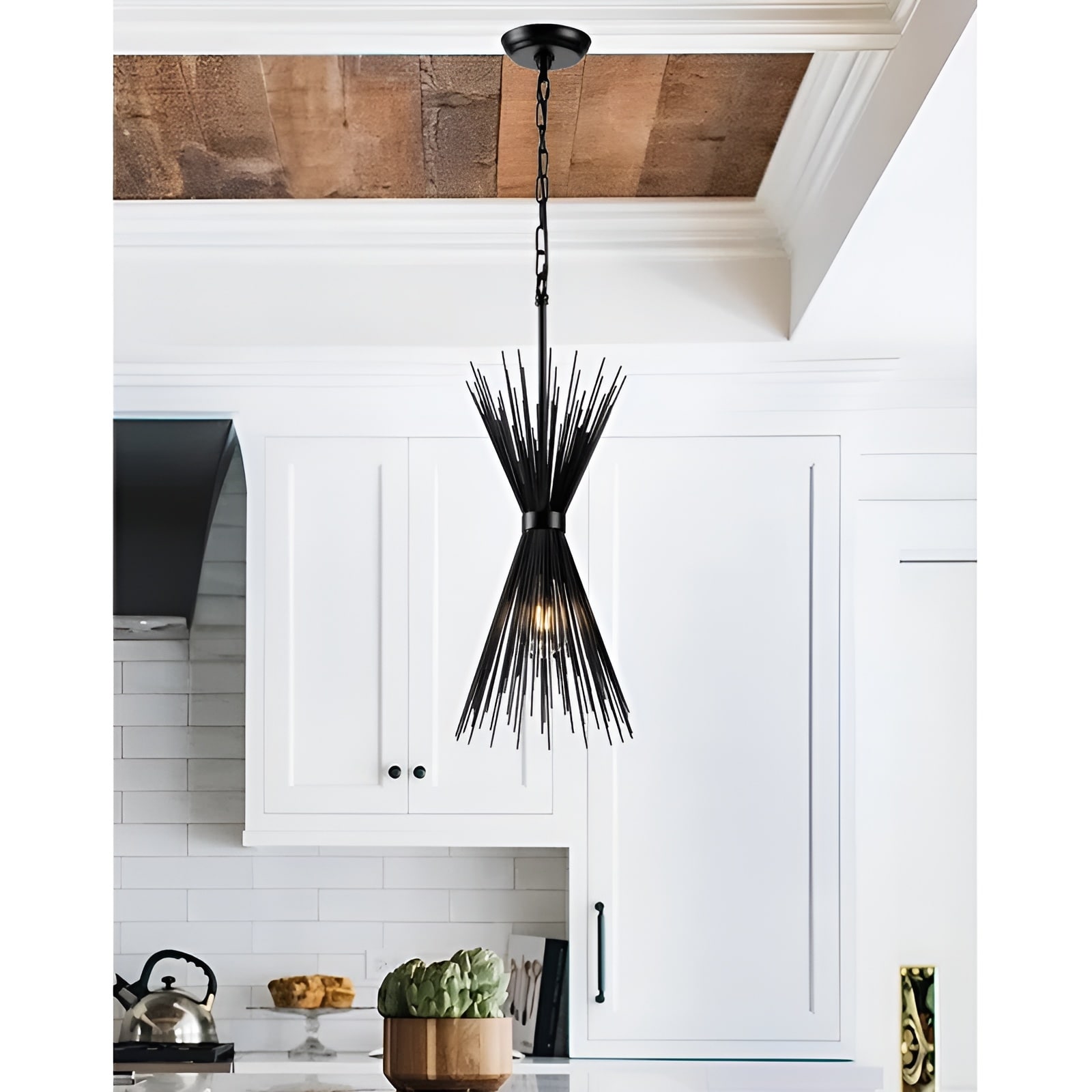 1 Light Sleek Metal Radiating Quills Pendant Lamp Spike Small ...