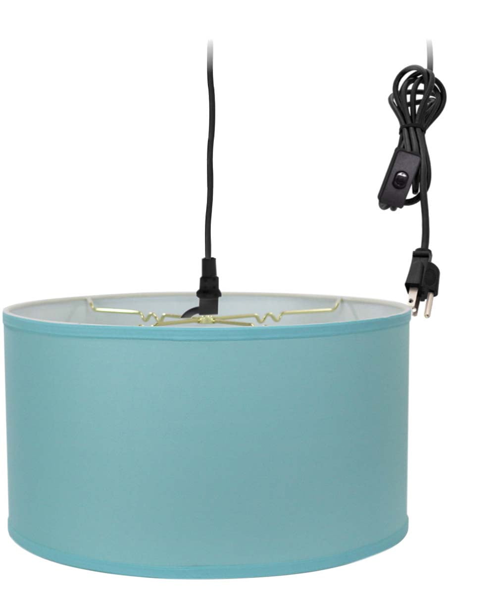 1 Light Swag Plug-In Pendant 16"w Island Paradise Linen Drum Shade, 17 ...