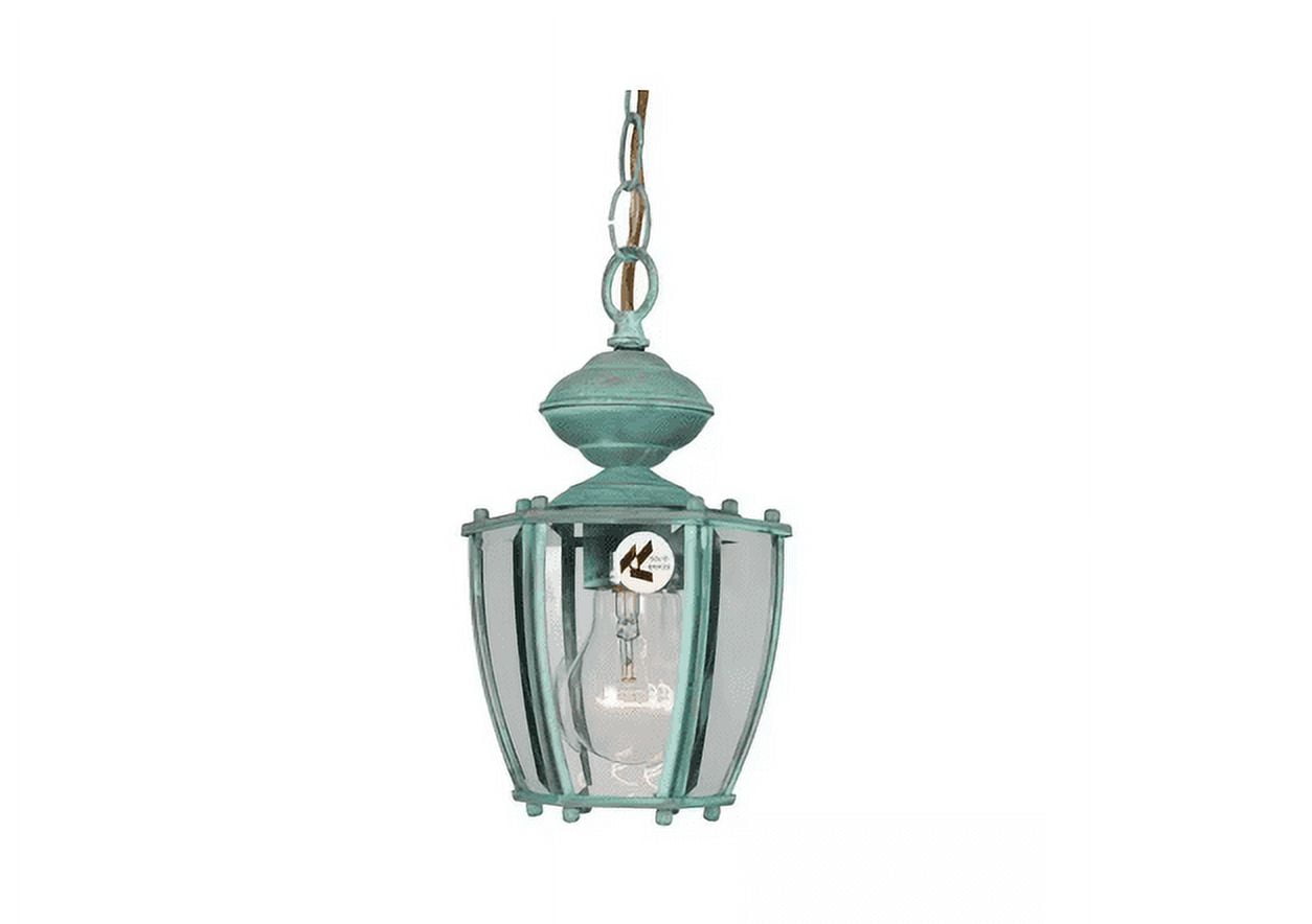 1-Light Verde Green Outdoor Coach Pendant Light with Clear Beveled ...