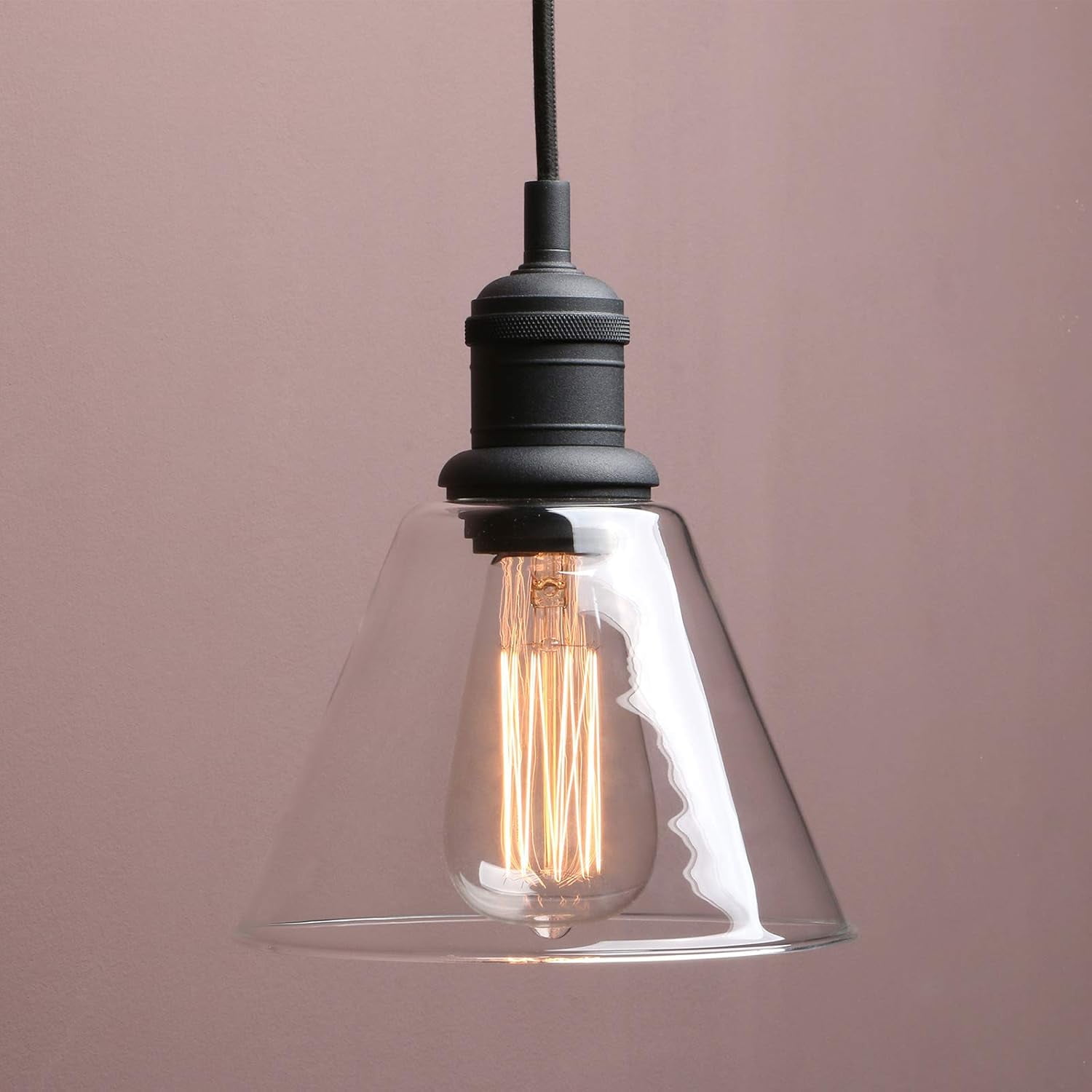 1-Light Vintage Edison Hanging Pendant Light, Mini Semi Flush Mount ...