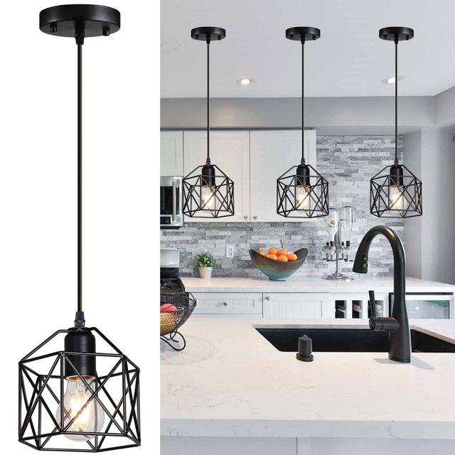 1-Light Vintage Hanging Light Pendant Light Fixture Farmhouse Basket ...