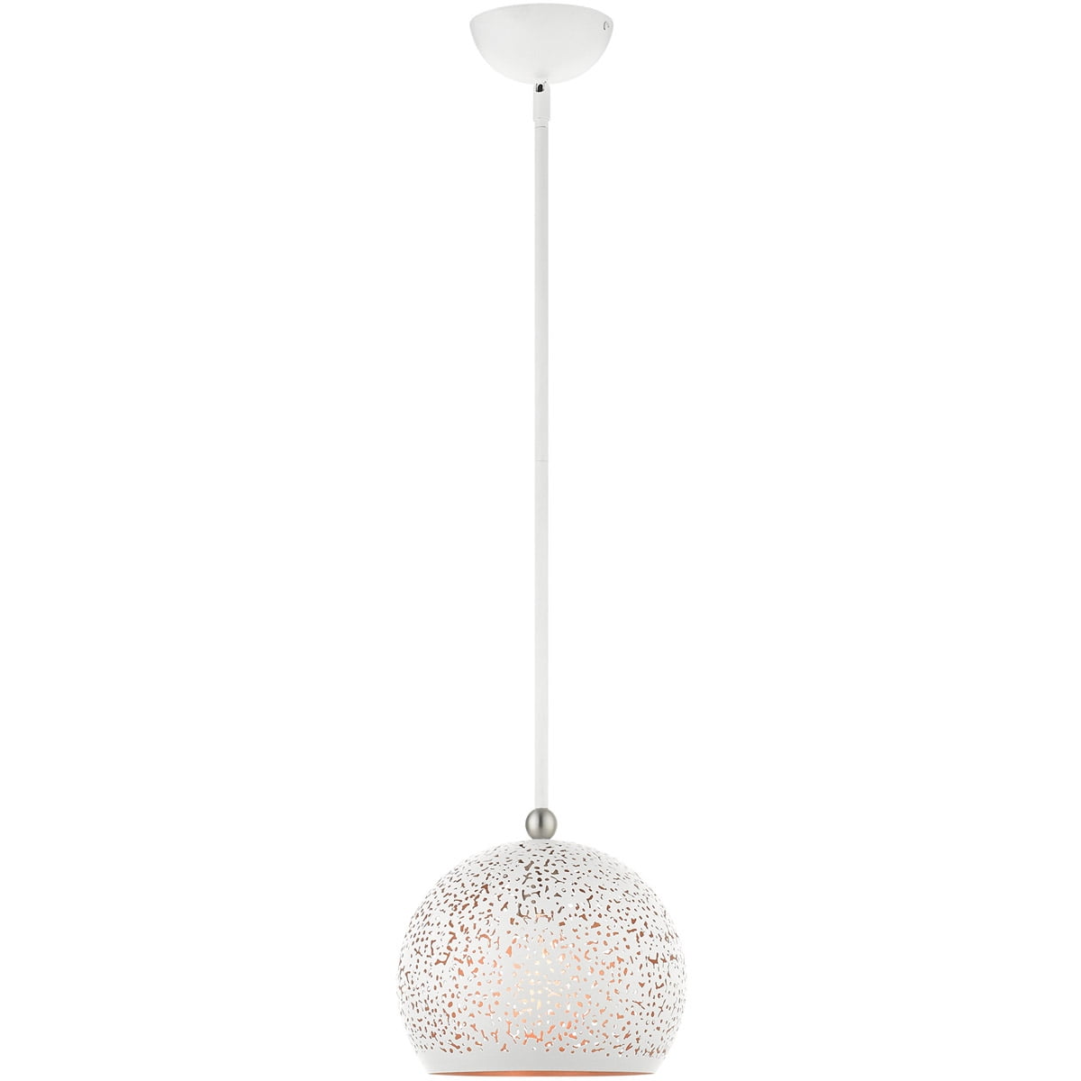 1 Light White Pendant light Hanging Light Fixture with White Filigreed ...