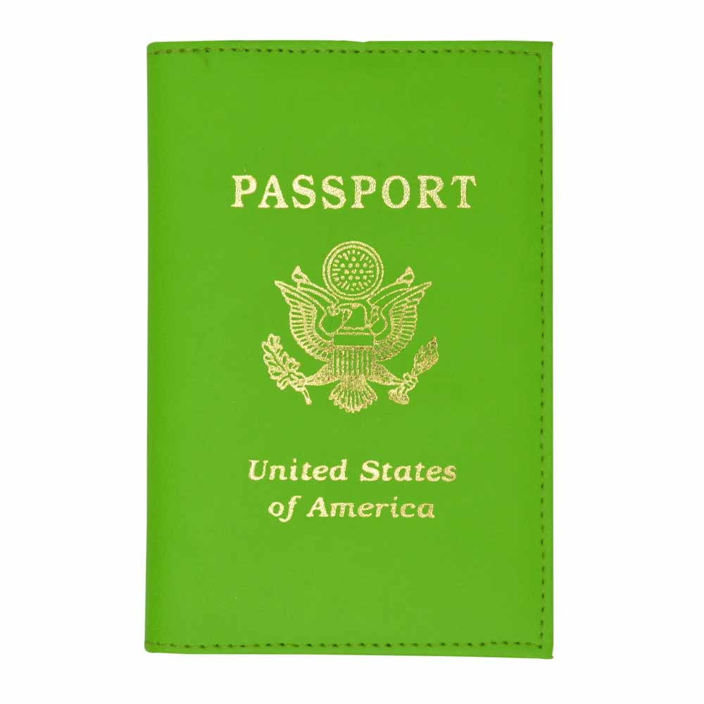 1 Lime Green USA Passport Cover Genuine Leather America Gold Seal ...