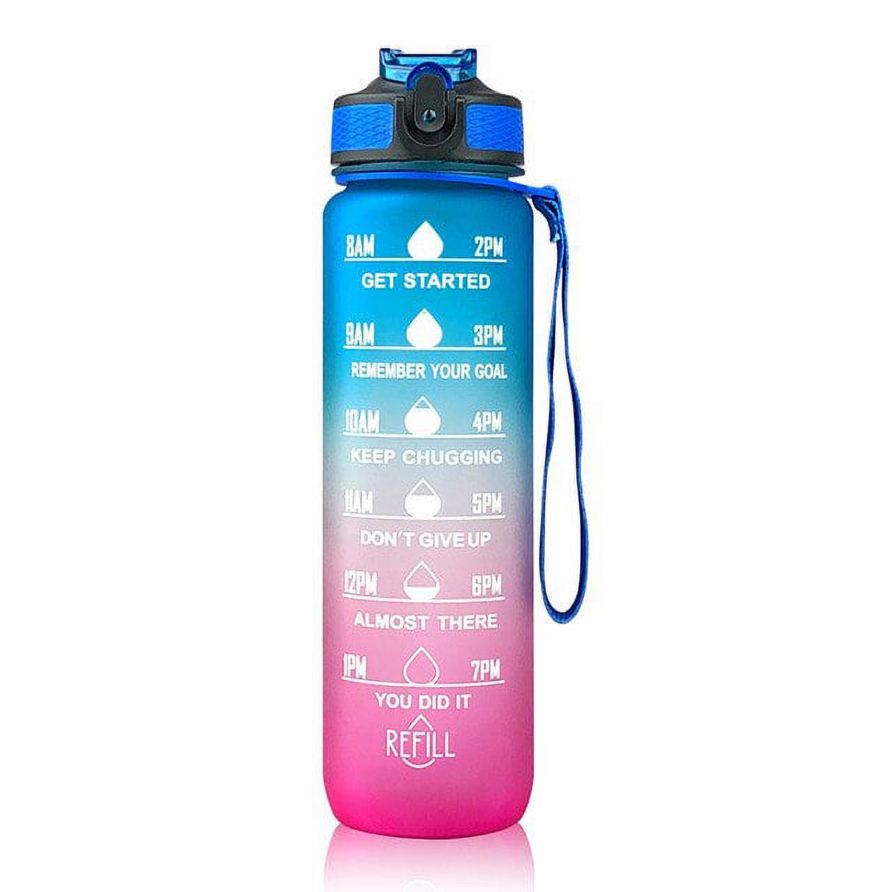 1 Liter Water Bottle With Time Scale fitness Outdoor Sports Water ...