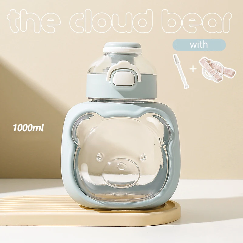 1 Liter Water Bottle for Girls Large-capacity Water Bottle Cloud Bear ...