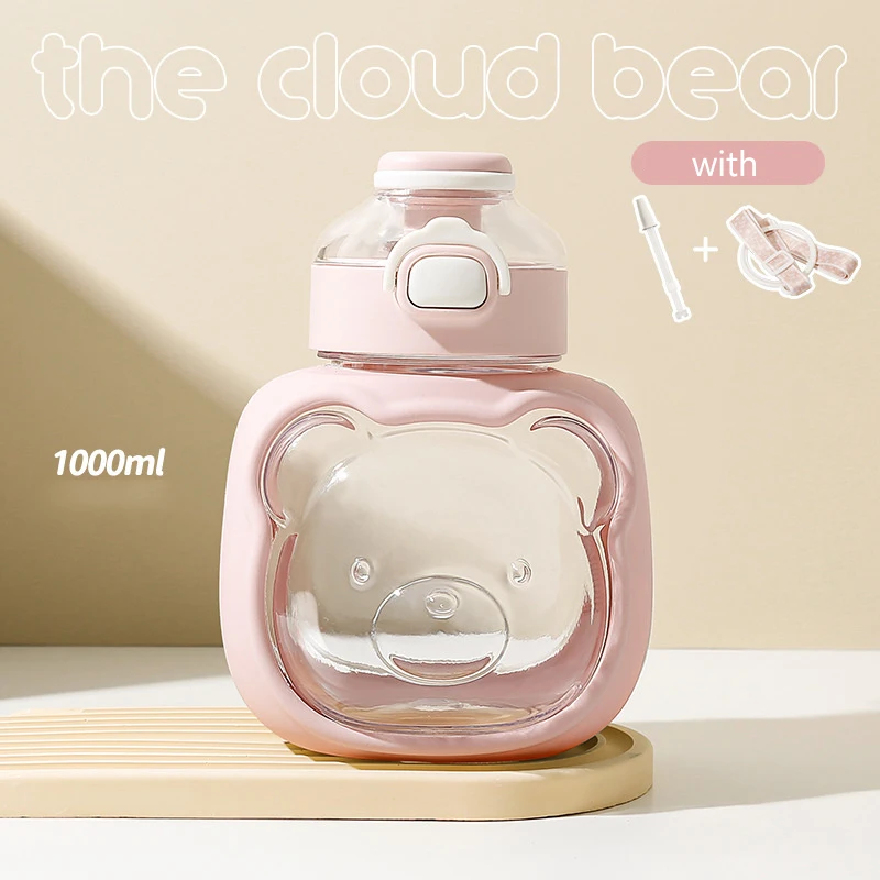 1 Liter Water Bottle for Girls Large-capacity Water Bottle Cloud Bear ...
