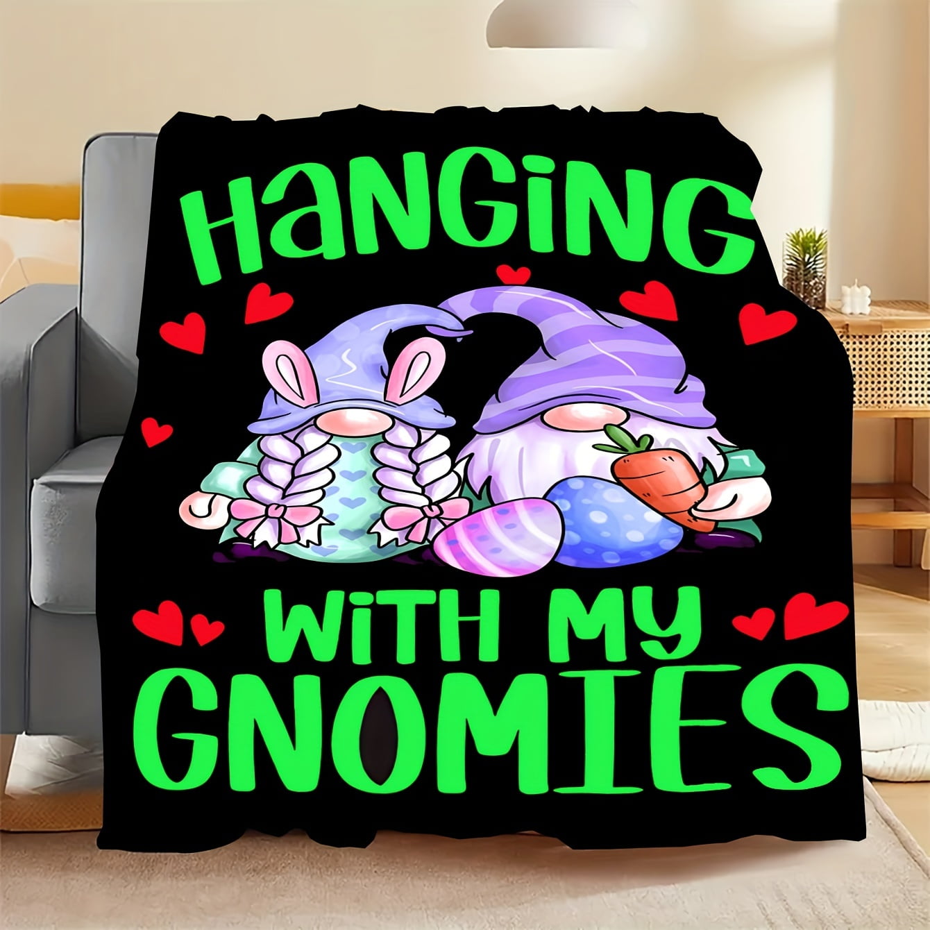 1 Lovely Gnome Print Blanket, Flannel Blanket, Soft Warm Blanket Nap ...