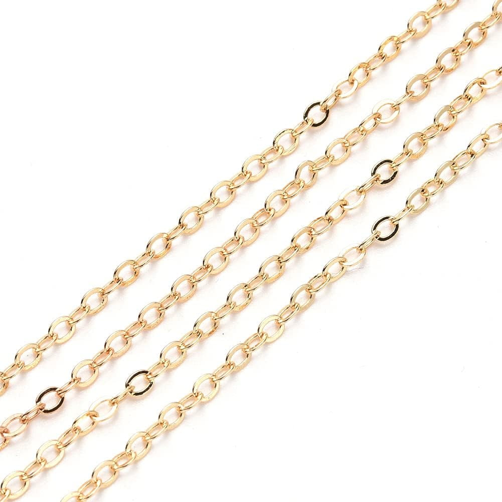 1 M Brass Cable Chains Soldered Flat Oval Unfinished Chain Set Fashion ...