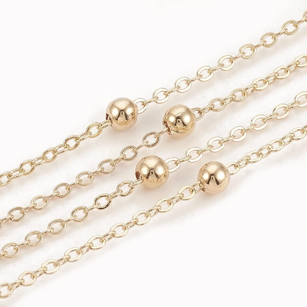 1 M Round Beads Brass Chains Satellite Cable Chains Soldered Flat Oval ...