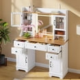1 MDF Particle Board Two Door Five Drawer LED Vanity Table White ...