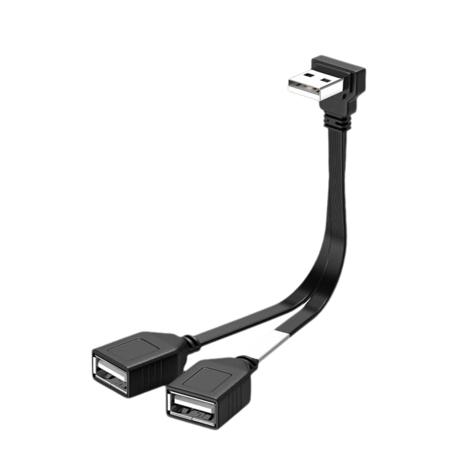 1 Male To 2 Female USB Splitter Extension Cord 90 degree Bend For PC ...
