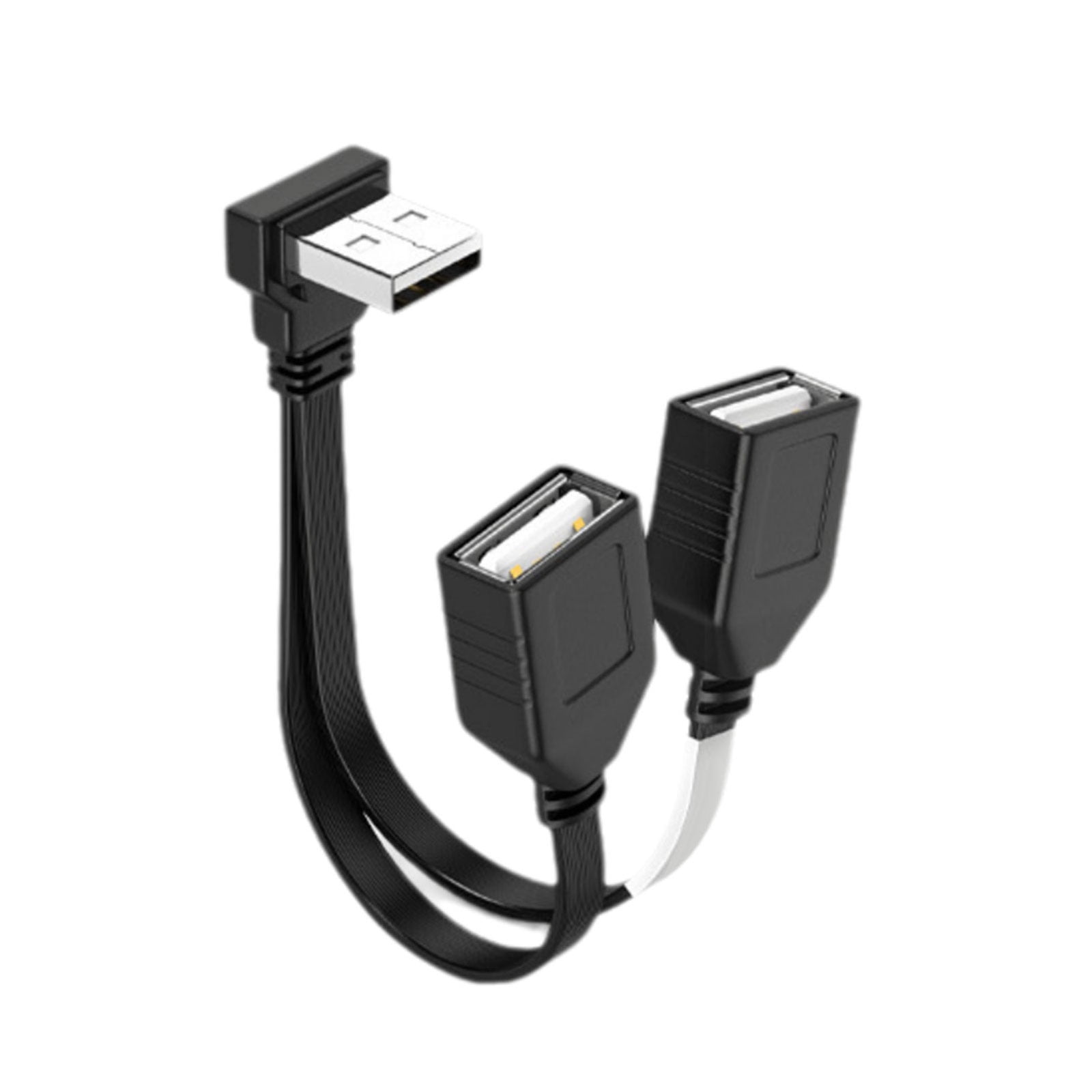 1 Male To 2 Female USB Splitter Extension Cord 90 degree Bend For PC ...
