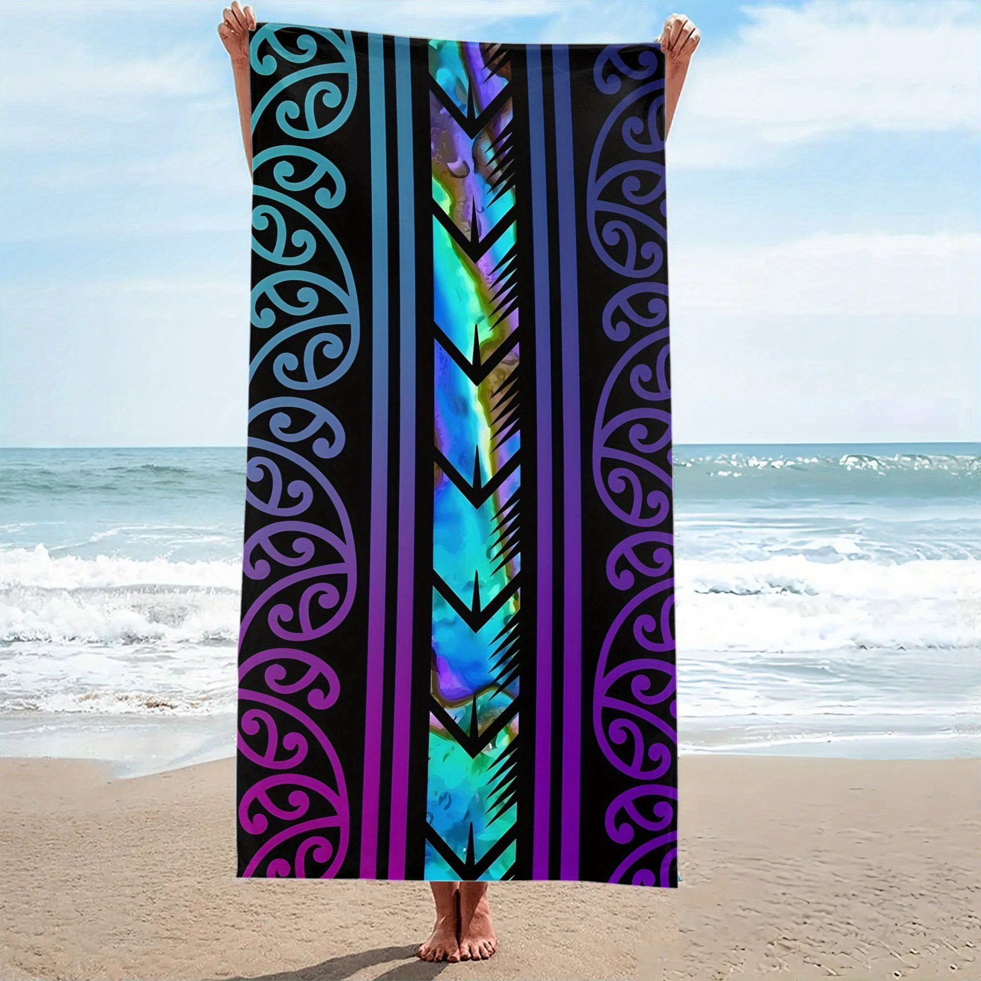 1 Maori Inspired Purple Beach Towel - Quick Dry, Soft, Absorbent ...