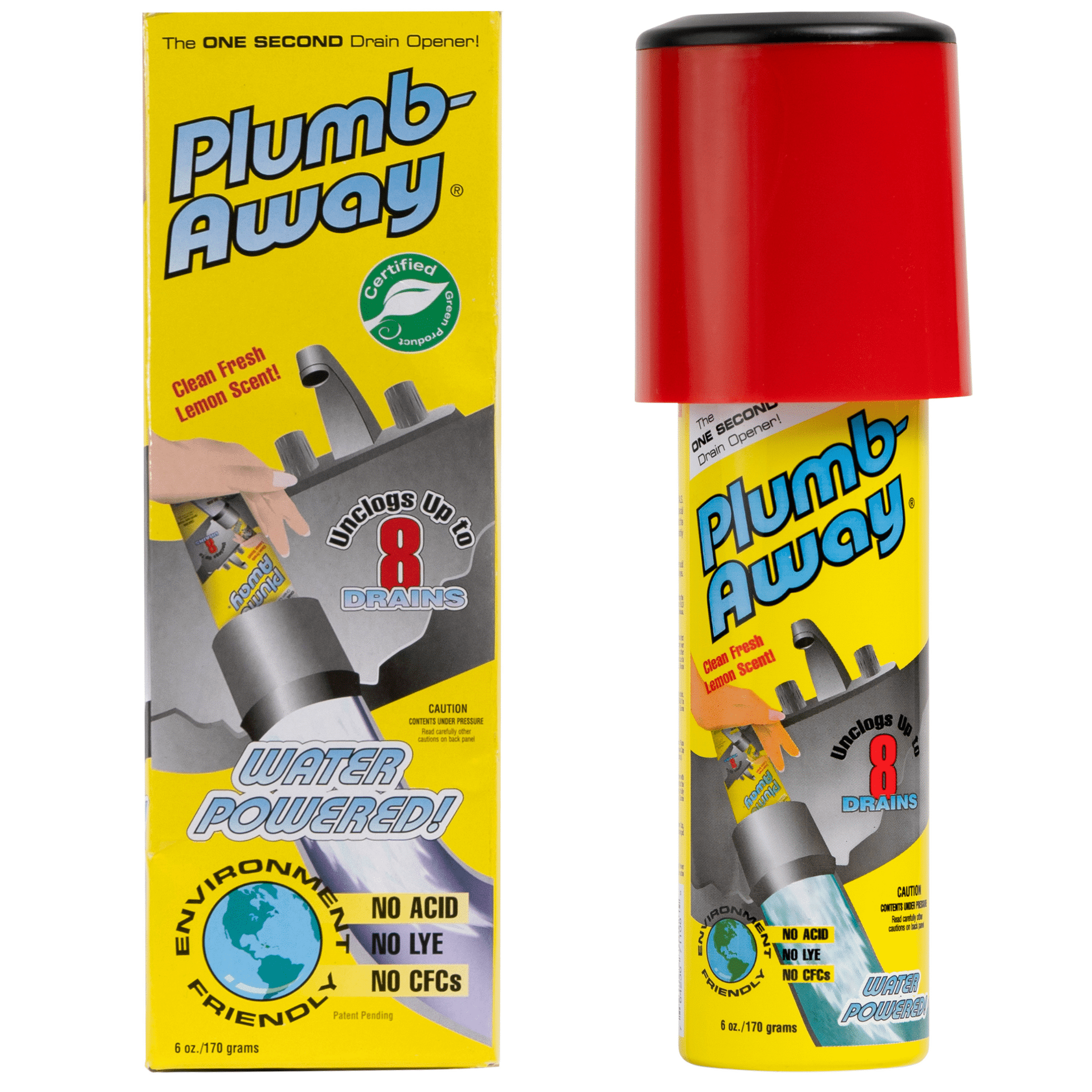 Plumb-Away Drain Clog Remover, Lemon Scent, Septic Safe, 6 oz, 8 Uses ...