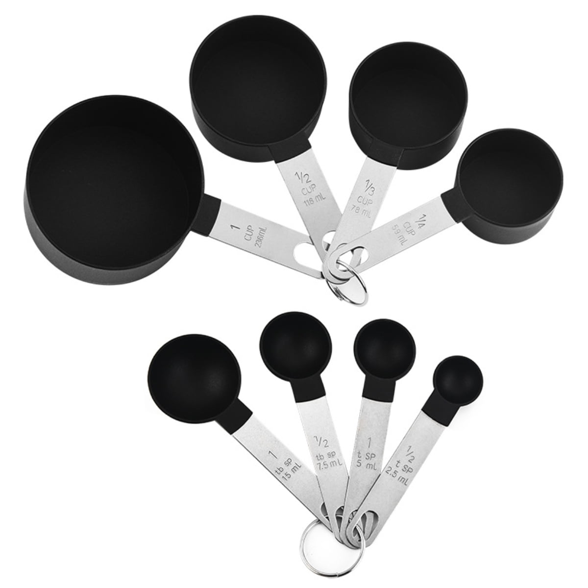 1 Measuring cup and spoon set Stainless steel handle nested measuring ...