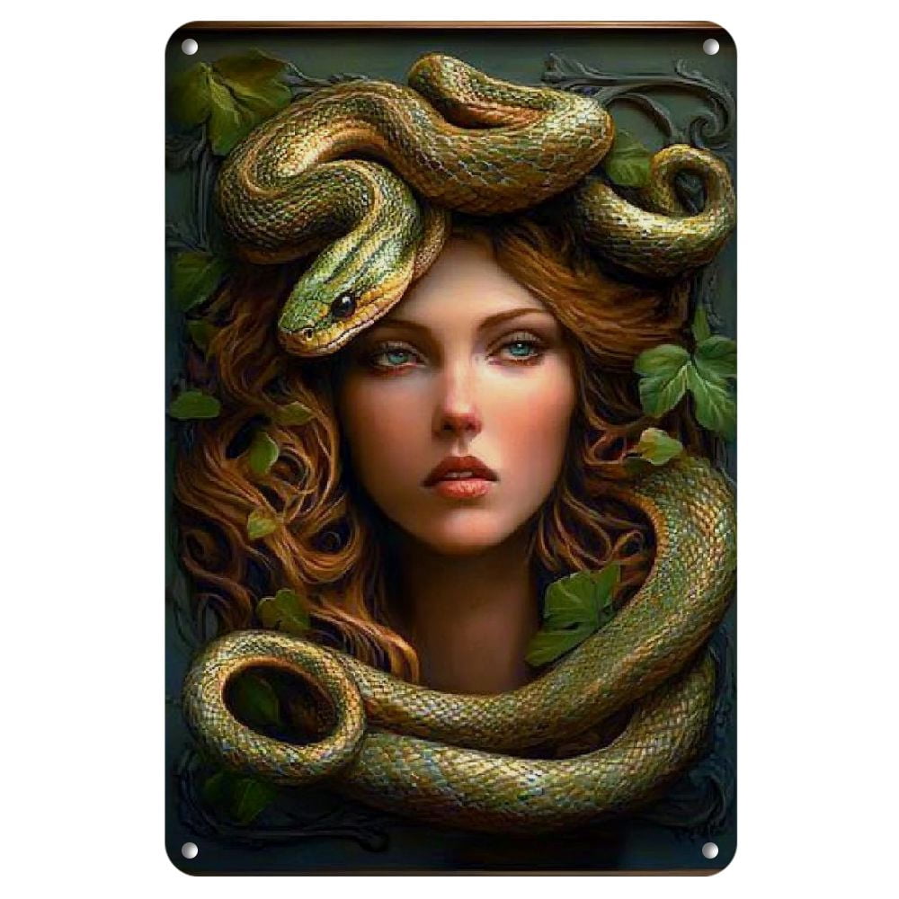 1 Medusa and Snake Iron Tin Sign, Mythology Style Metal Wall Decor ...